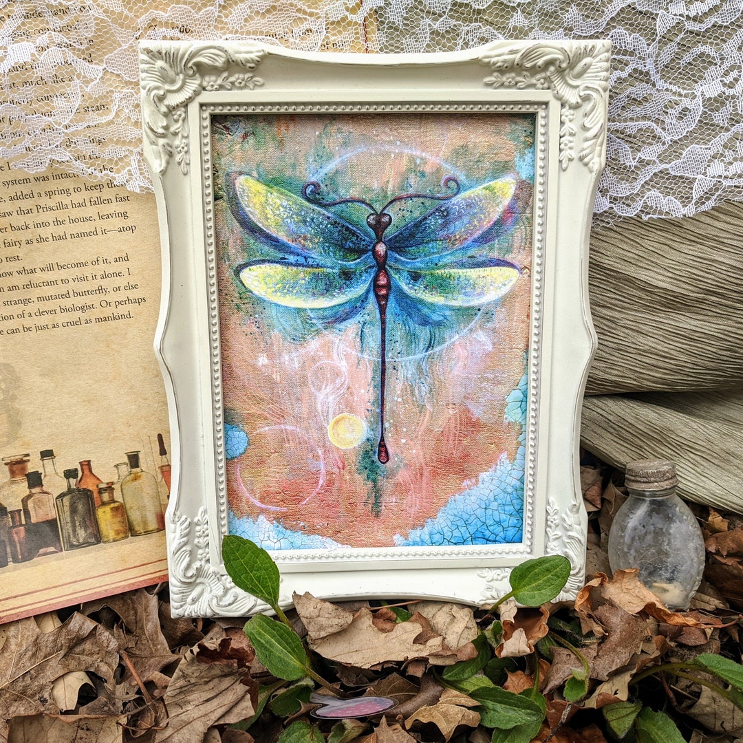 Cottagecore Dragonfly Art- Green Dragonfly Print - 5"x7", 8"x10", 11 ...