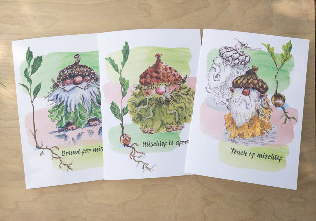 Gnome Print Set - Cozy Cottage, Cottagecore, Nursery Decor, Mischief ...