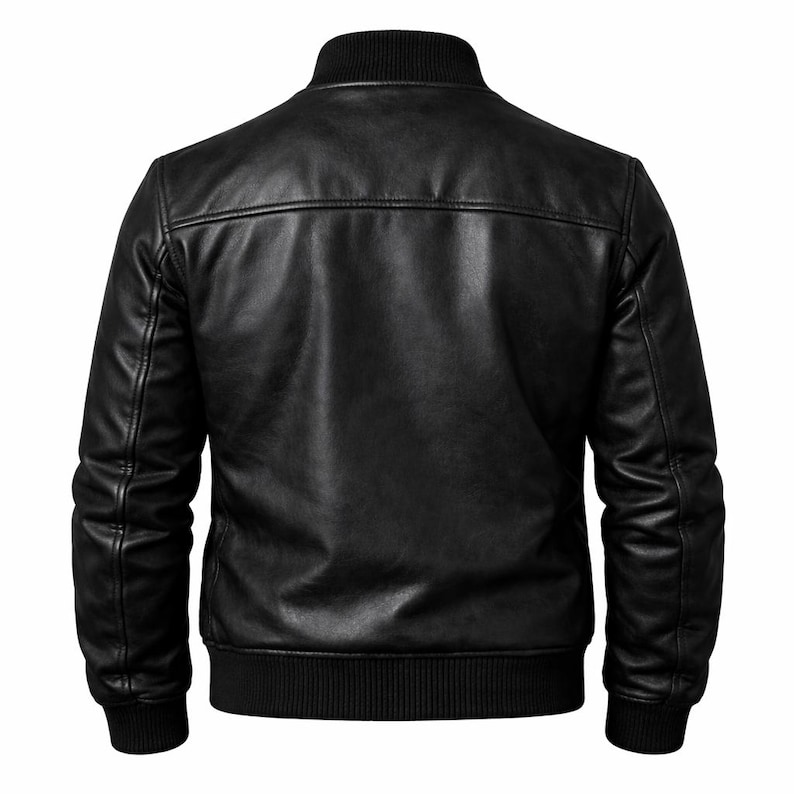 Black Leather Bomber Jacket – Slim Fit Biker Style – Winter Fashion ...