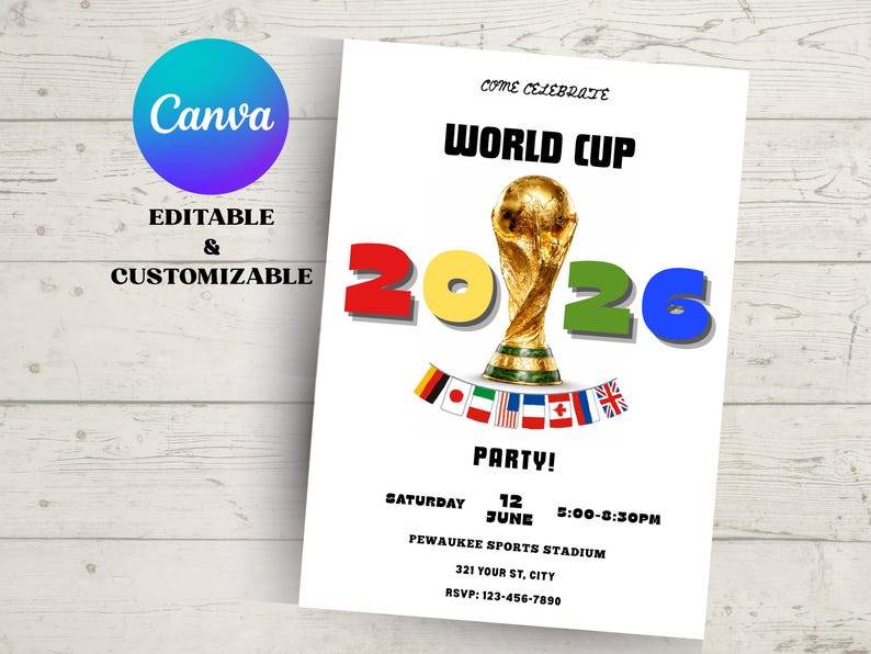 World Cup 2026 Soccer Party Invitation, Watch Party Invite (digital ...