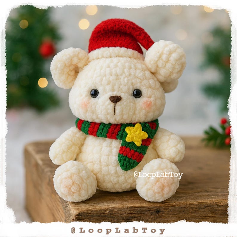 Christmas Amigurumi Teddy Bear Crochet Pattern, Holiday Plush (PDF ...