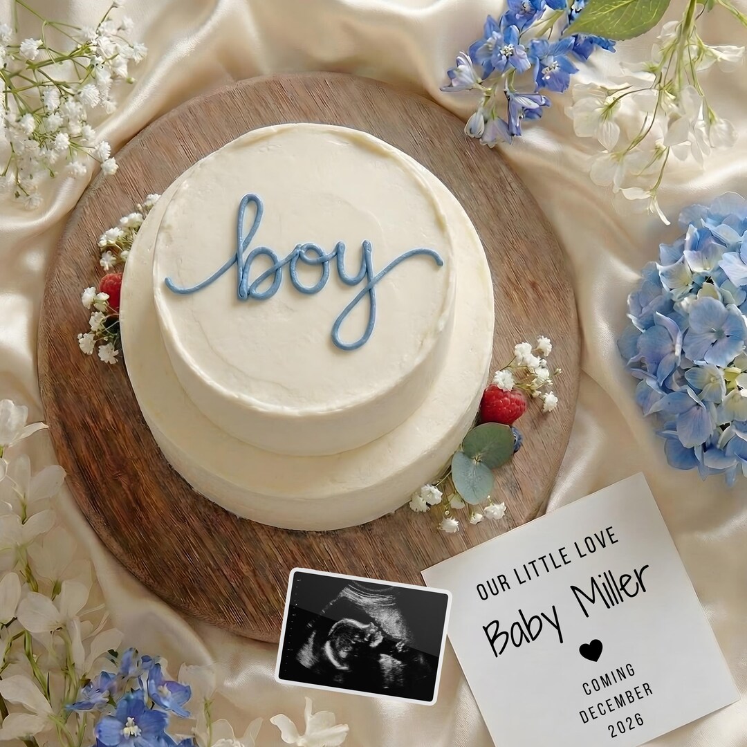 Boy Pregnancy Announcement, Cake Gender Reveal, Ultrasound Photo ...