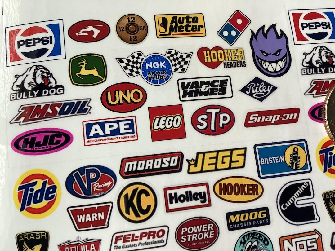 1/10 Scale RC Waterproof Body Decals, Racing Logos, White or Clear ...