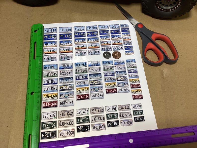 RC Multi Scale License Plate Decals Sheet Set White Waterproof Vinyl - Etsy