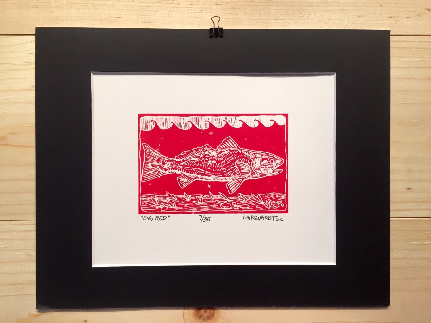 Redfish Original Fly Fishing Linocut Artwork by Jonathan Marquardt - Etsy