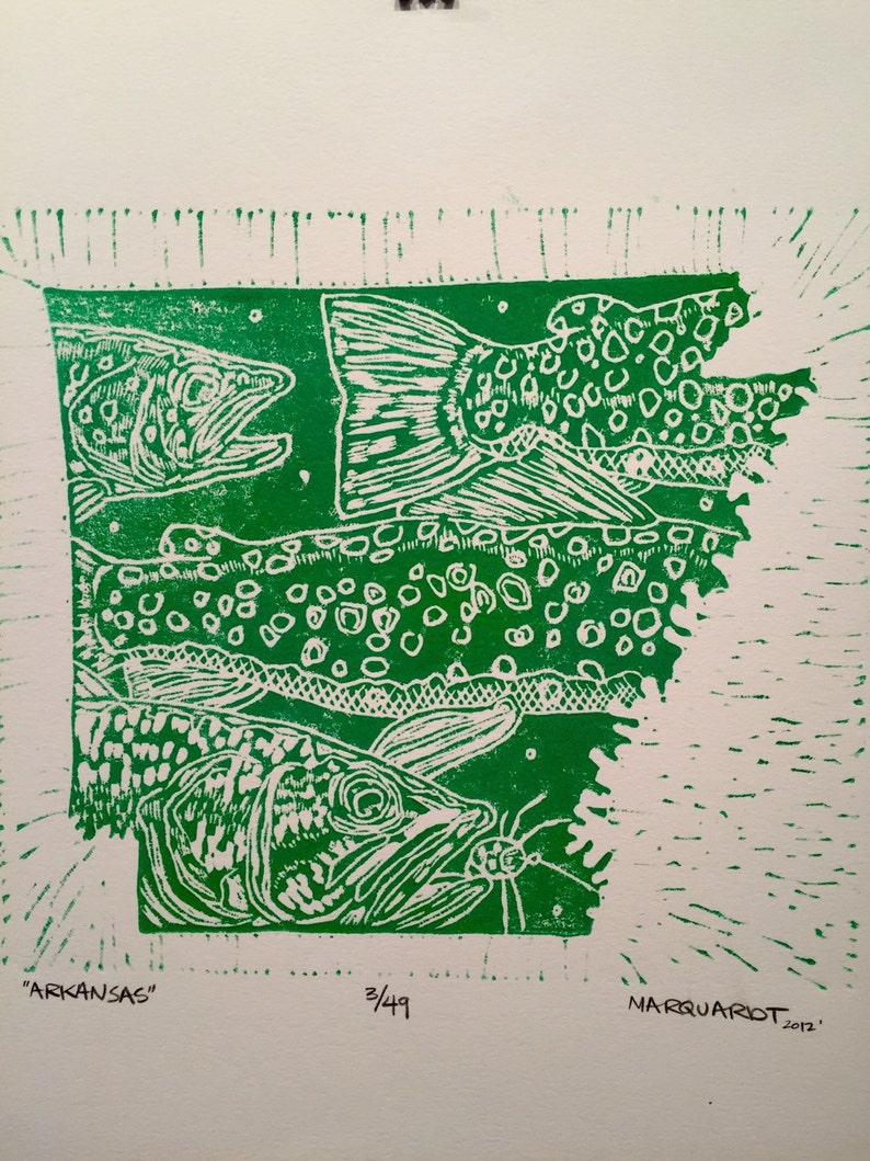 Arkansas Fly Fishing Trout Artwork by Jonathan Marquardt State Series ...