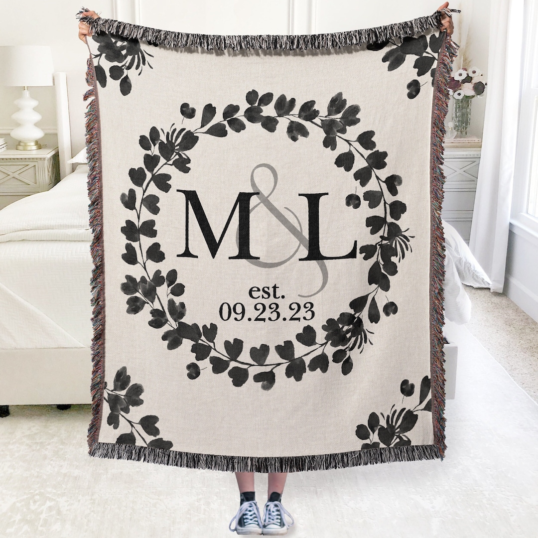 Cotton Anniversary Gift Personalized Throw Blanket Second Anniversary ...