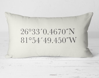 Latitude Longitude Pillow | Etsy