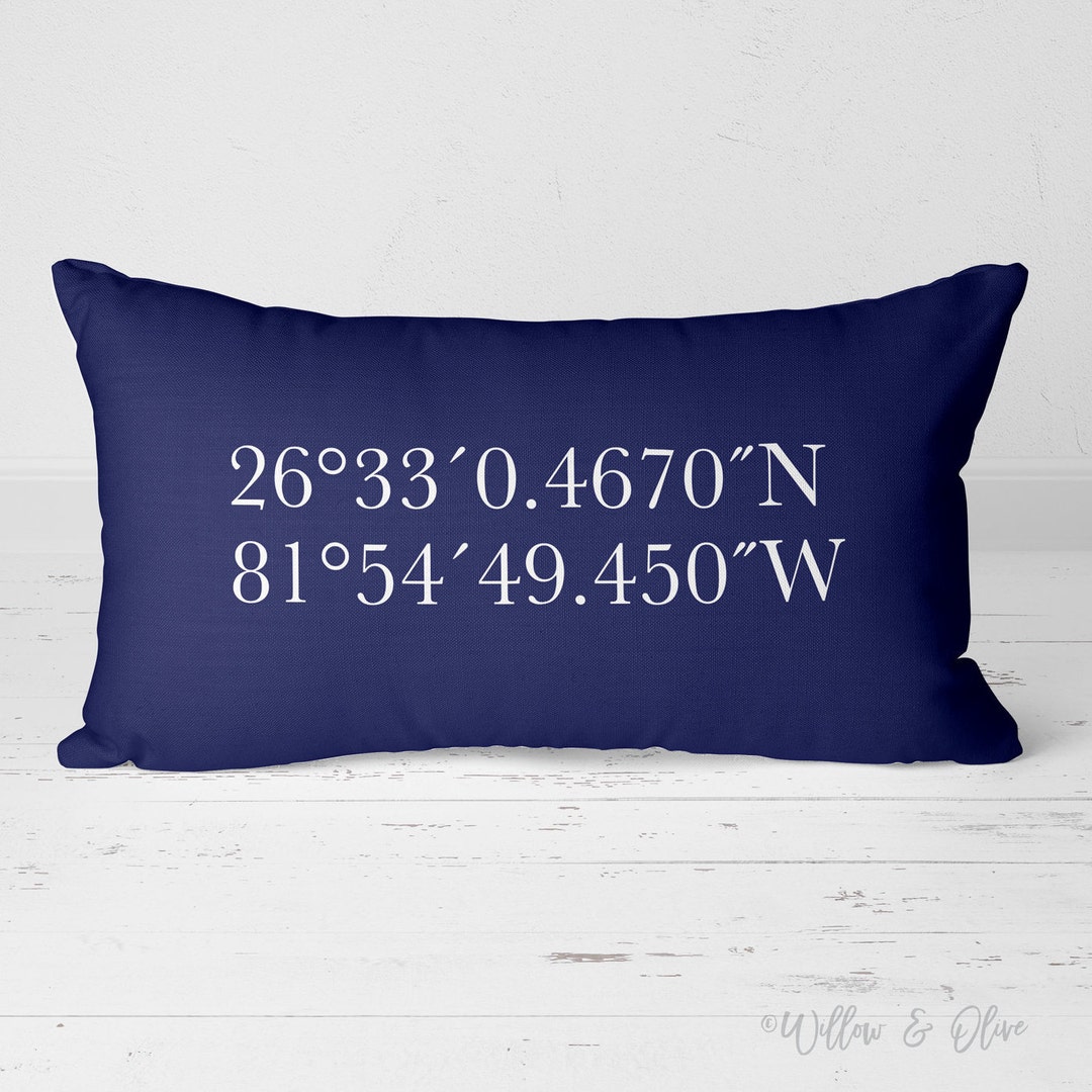 Personalized Coordinates Pillow - Custom Wedding or Housewarming Gift ...