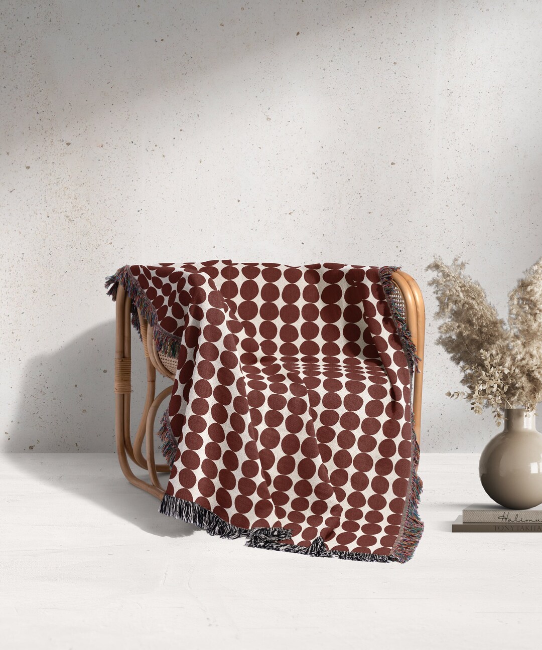 Mid Century Modern Blanket Brick Red Fall Home Decor Woven Throw for ...