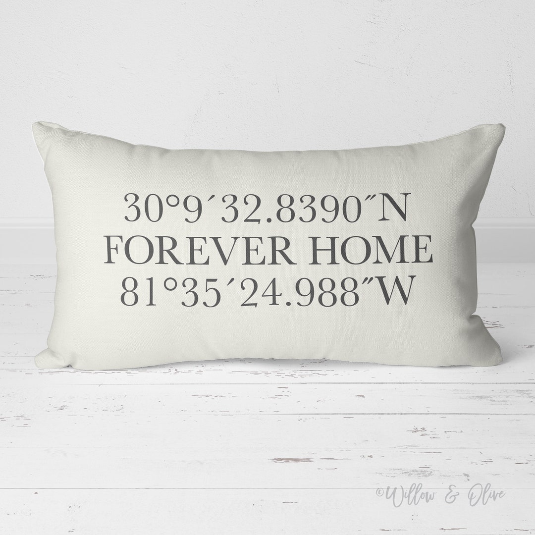 Coordinates Pillow: Custom Latitude Longitude Pillow, Forever Home Gift ...