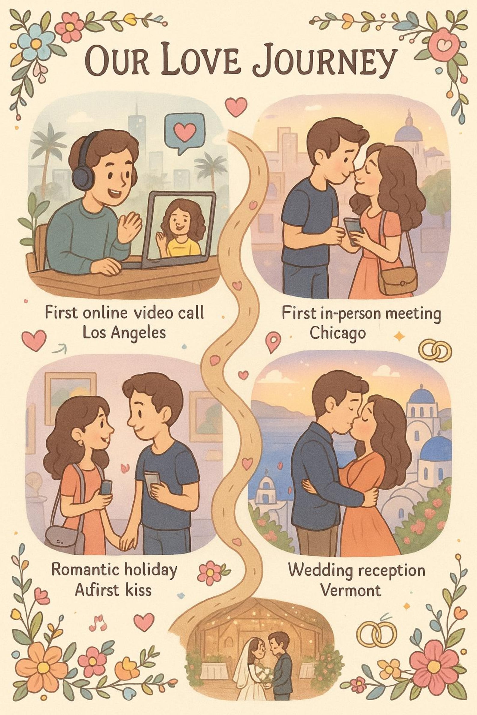 Personalized Love Story Map: Custom Couple Timeline Art | Gift for ...