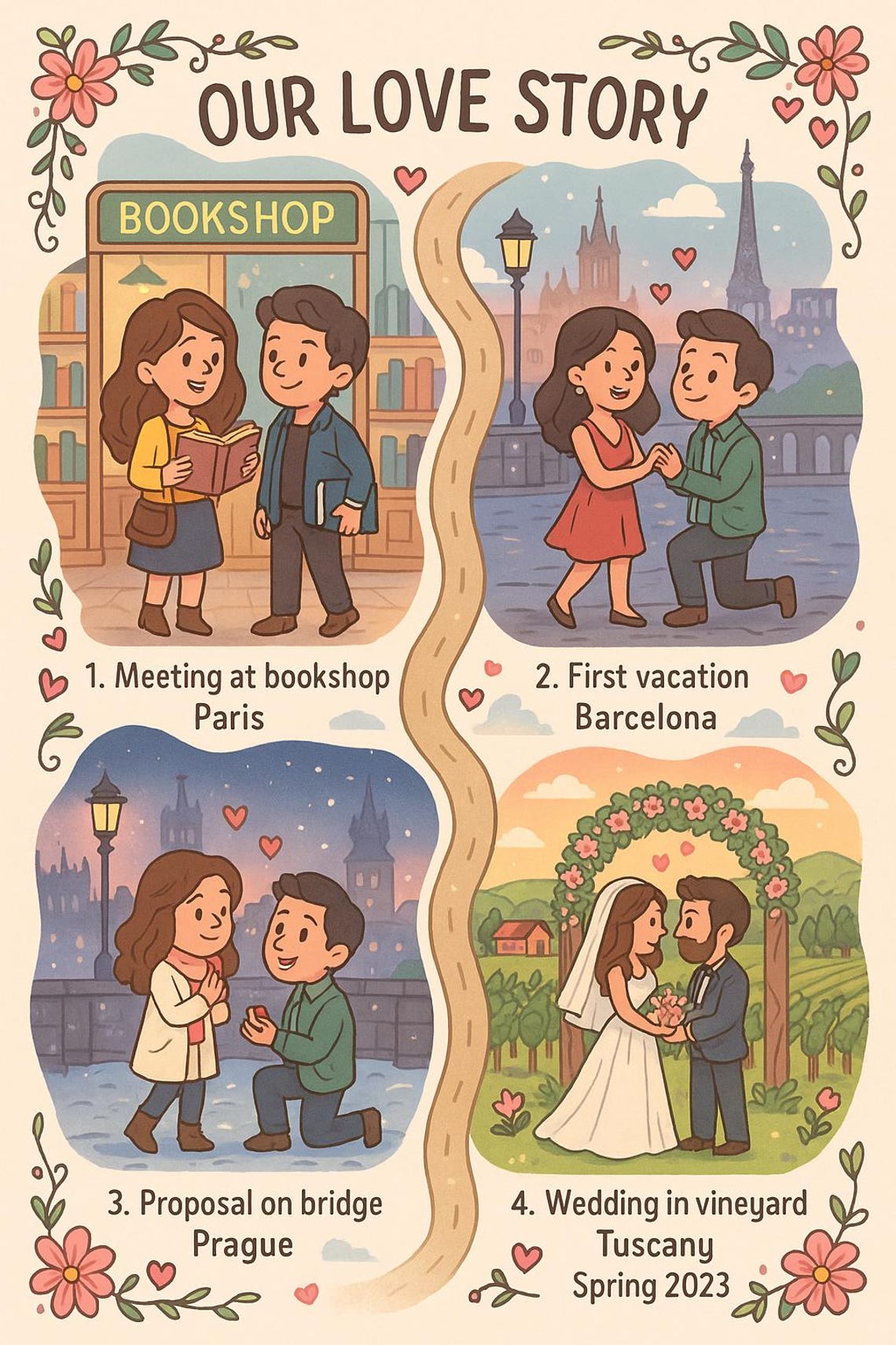 Personalized Love Story Map: Custom Couple Timeline Art | Gift for ...