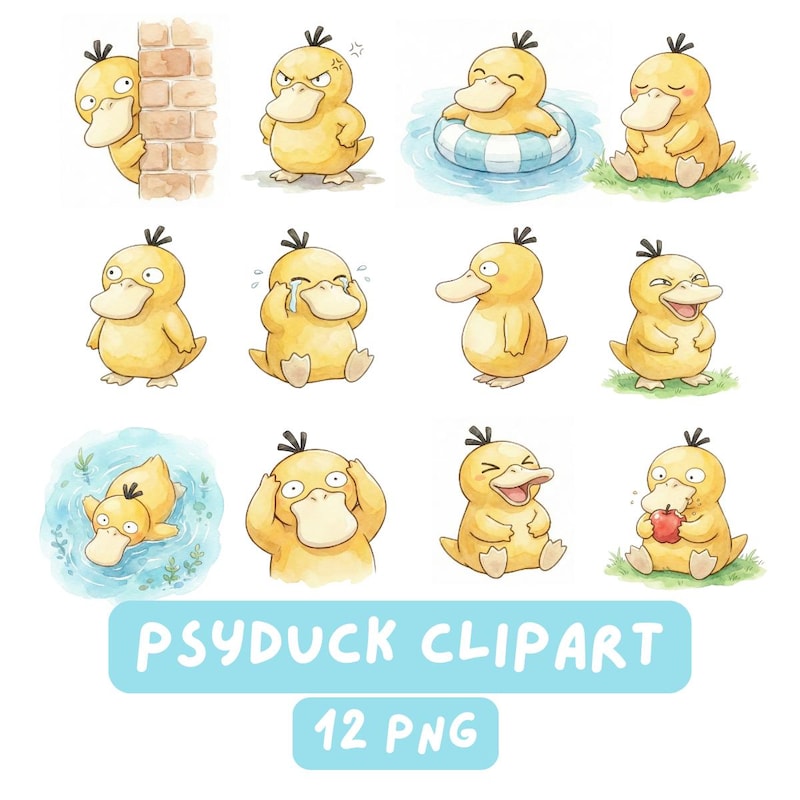 Watercolor Psyduck - Etsy UK