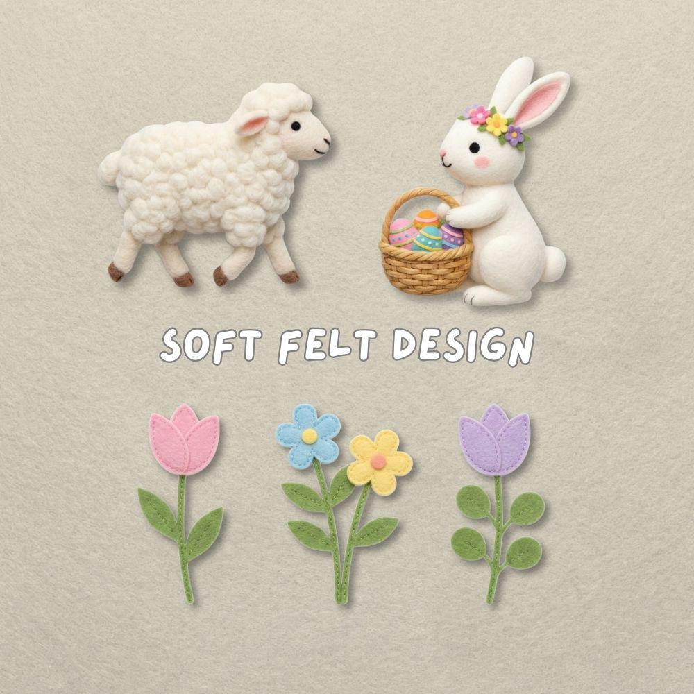 2026 Easter Day Editable Felt Fabric Art Design, Customizable Festive ...