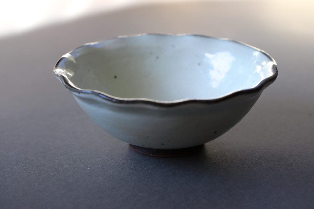 Japanese Mino Ware Small Bowl, Kairagi Glaze Ceramic Bowl, Floral Rim ...
