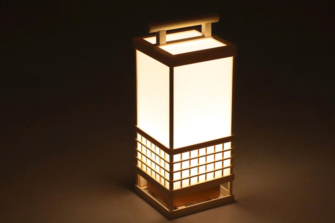 Japanese Hinoki & Washi Lantern Lamp | Motion Sensor LED Night Light ...