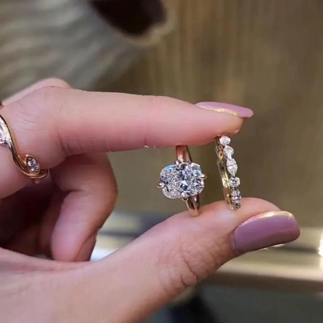 Elongated Cushion Cut Moissanite Bridal Set Solid Gold Full Eternity ...
