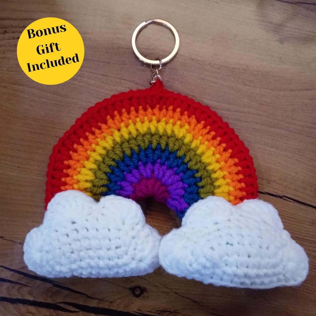 Crochet Rainbow Keychain Pattern, Cloud Amigurumi PDF, Rainbow Bag ...