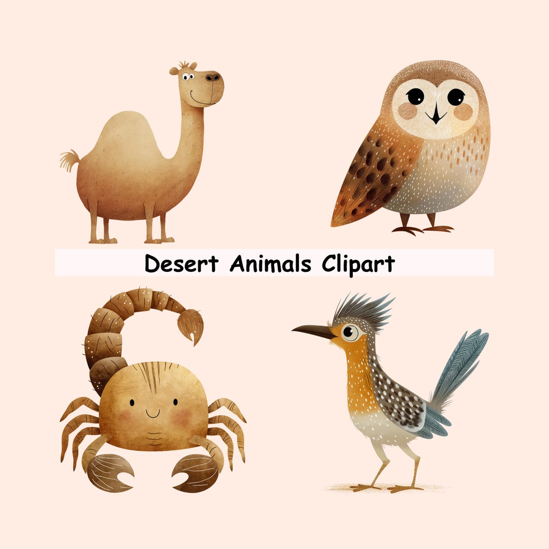 Desert Animals Clipart for Kids PNG, Desert Habitat Animal Clipart ...