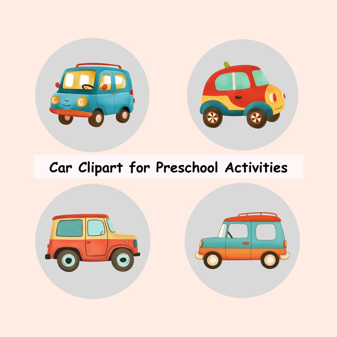 Car Clipart for Preschool Activities, Transportation Clip Art, Visual ...