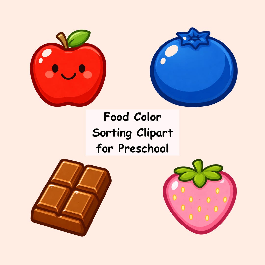 Food Color Sorting Clipart for Preschool, Color Sorting Food Clipart ...