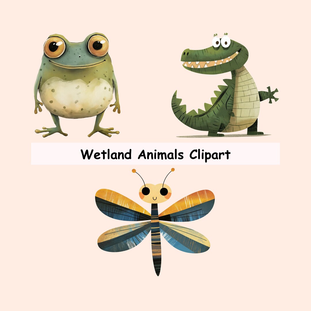 Wetland Animals Clipart, Swamp Animals Clipart, Marsh Animals, Kids ...