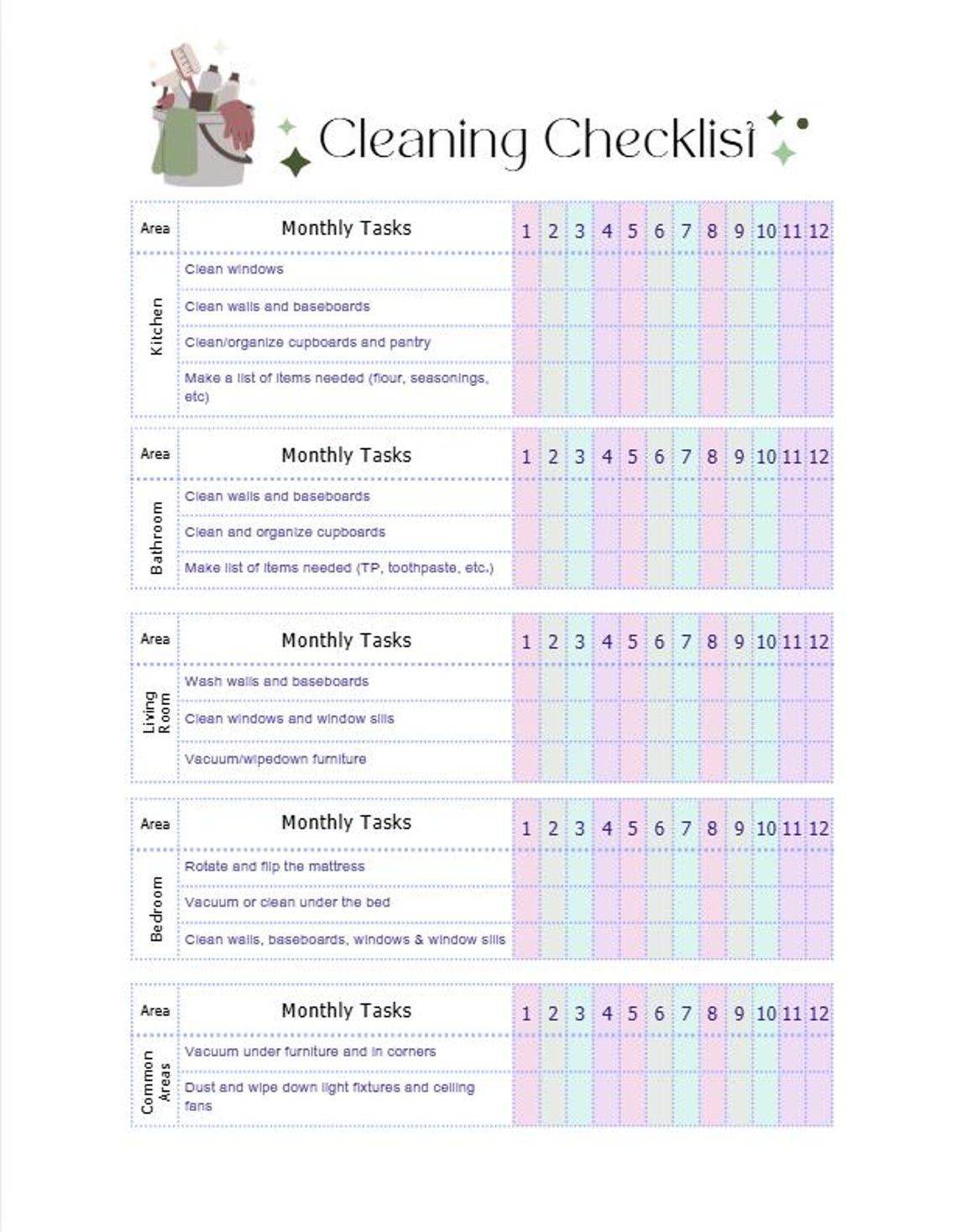 Daily, Monthly Cleaning Checklist Printable L Busy Mom Cleaning ...