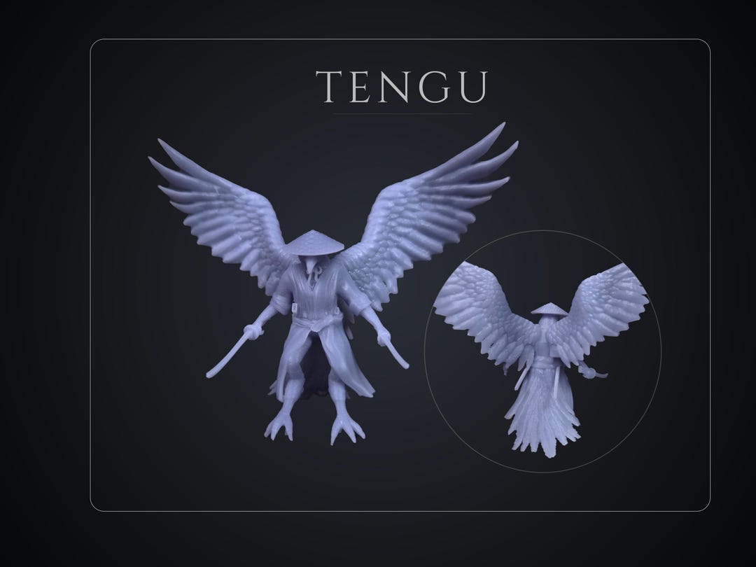 Dnd Tengu Miniature | Winged Yokai Warrior | Resin Tabletop RPG Figure ...