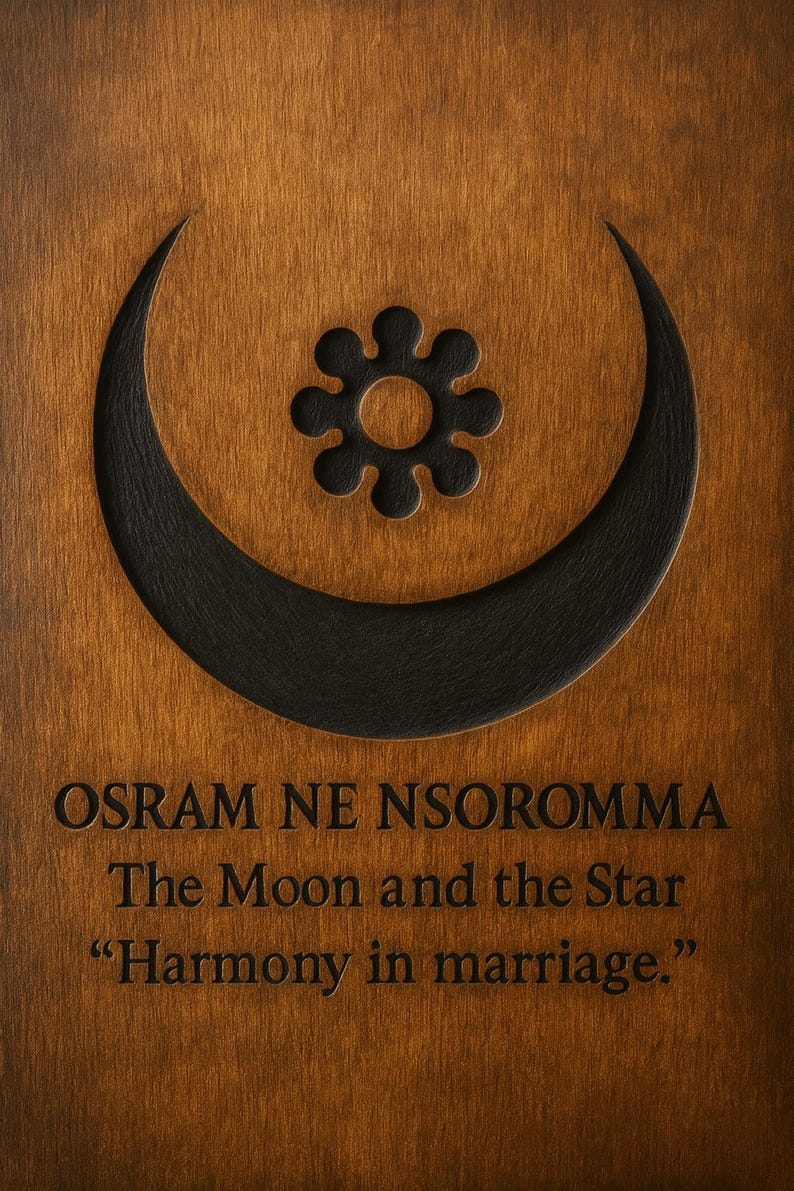 Osram Ne Nsoromma Moon and Star Symbol | Harmony Adinkra Print ...
