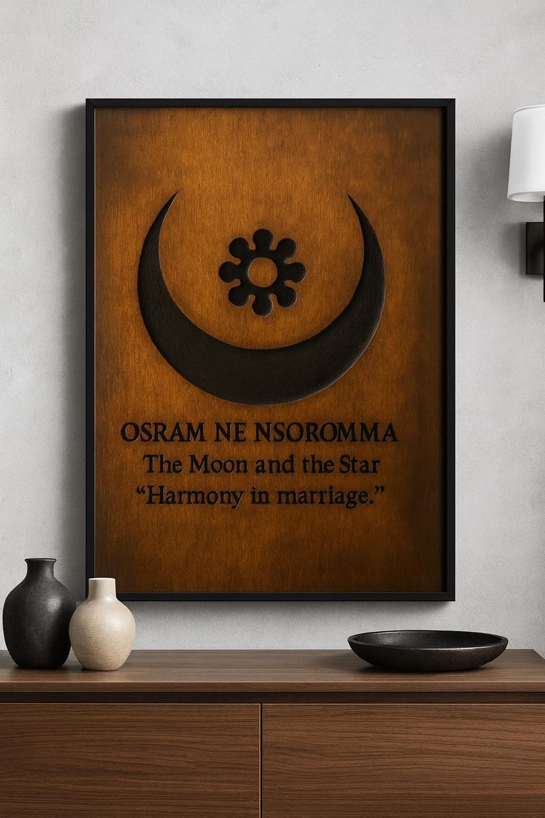 Osram Ne Nsoromma Moon and Star Symbol | Harmony Adinkra Print ...