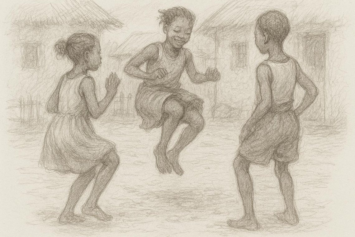 Pencil Sketch of Kids Playing Ampe in a Village Courtyard - Etsy