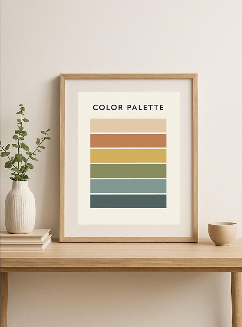 Retro Color Palette Printable Wall Art | Minimal Mid-century Colors - Etsy