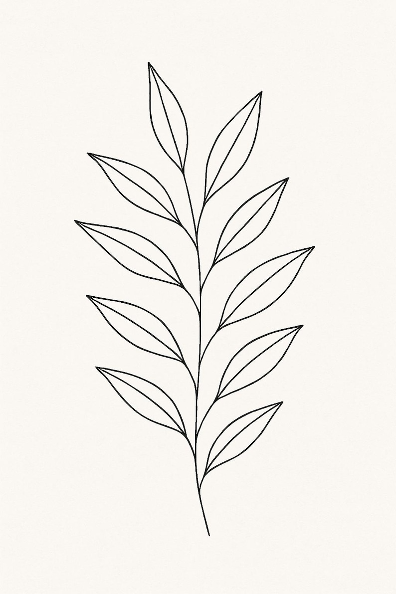 Minimalist Leaf Line Art Print – Simple Botanical Drawing for Modern ...