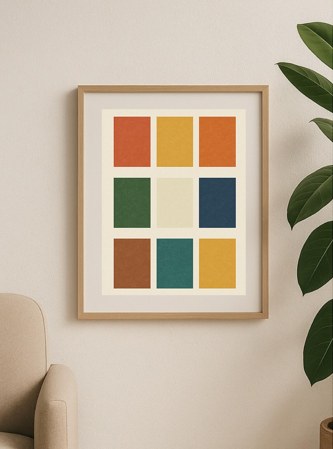 Retro Color Blocks Printable Wall Art | Mid Century Minimal Decor - Etsy