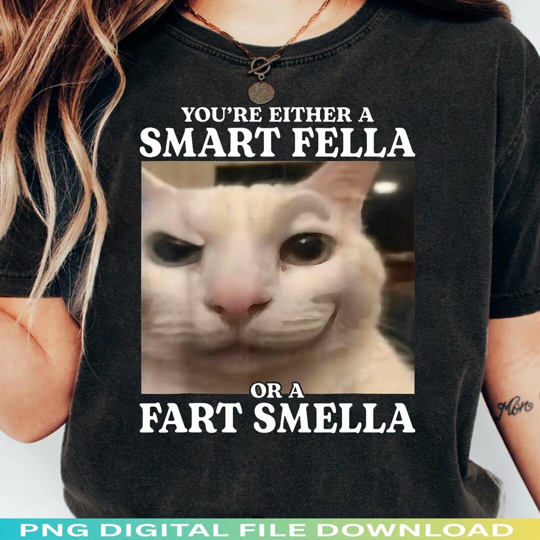 Smart Fella Cat PNG, Funny Wordplay Cat Meme Sublimation, Digital ...