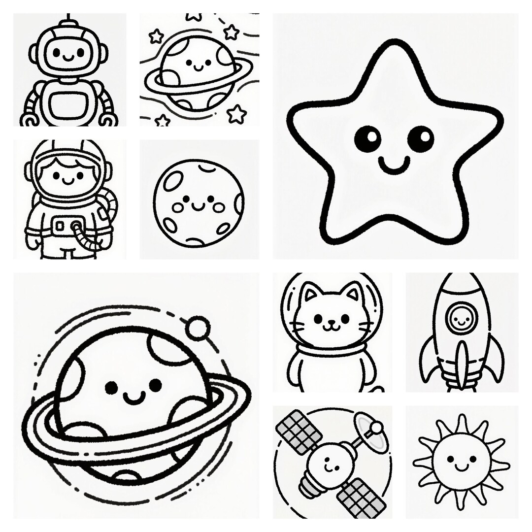 Cute Space Coloring Pages for Kids | Preschool & Toddler Printable ...