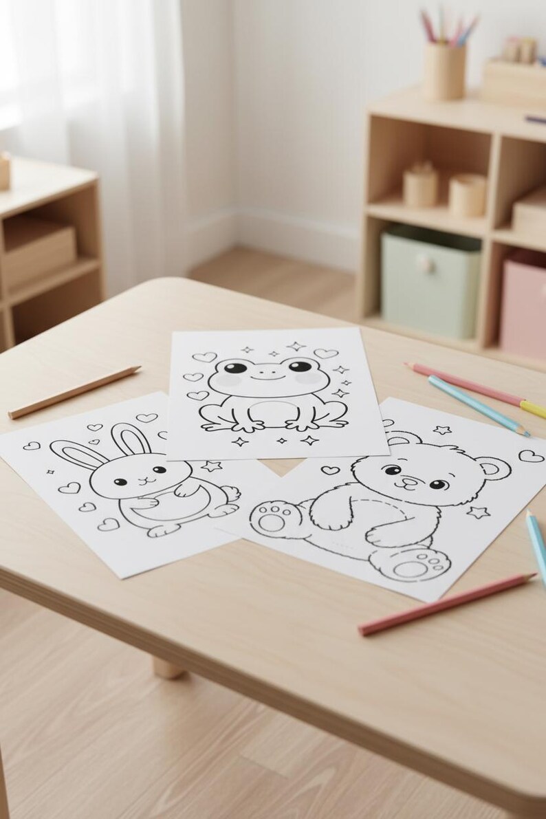 Kawaii Animal Coloring Pages Set | Kids Printable Activity Pack - Etsy