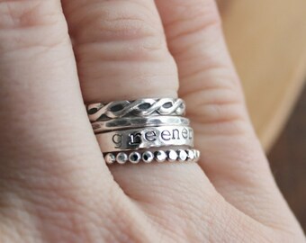Personalized Stacking Ring Sterling Silver Skinny Ring | Etsy