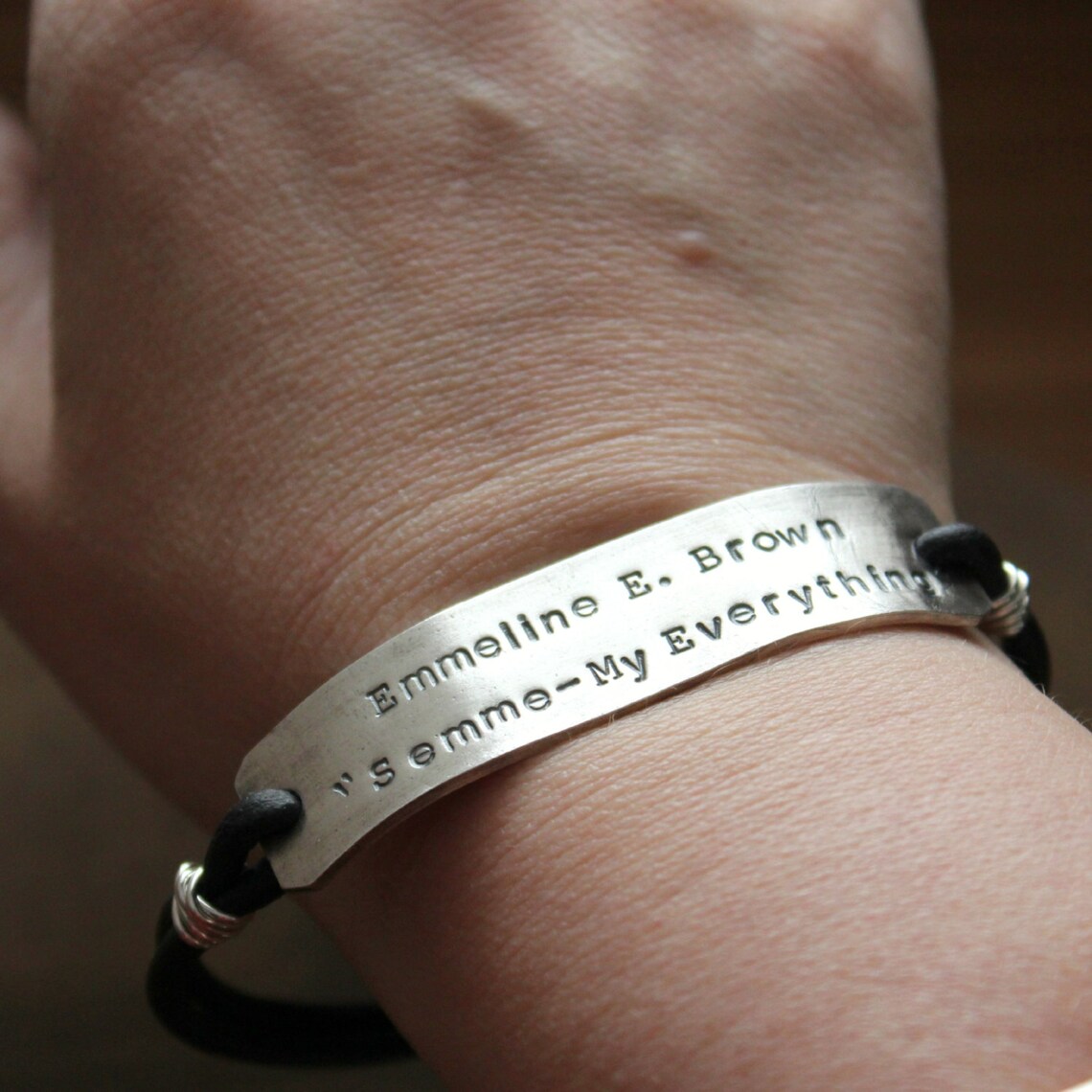 Custom Thick Men's Silver and Leather Bar Bracelet Chunky - Etsy