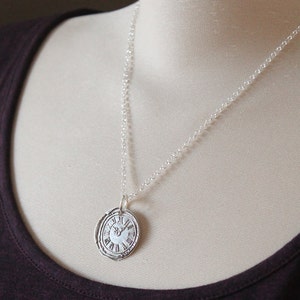 Time of Your Life Vintage Clock Wax Seal Necklace, Fine Silver ...