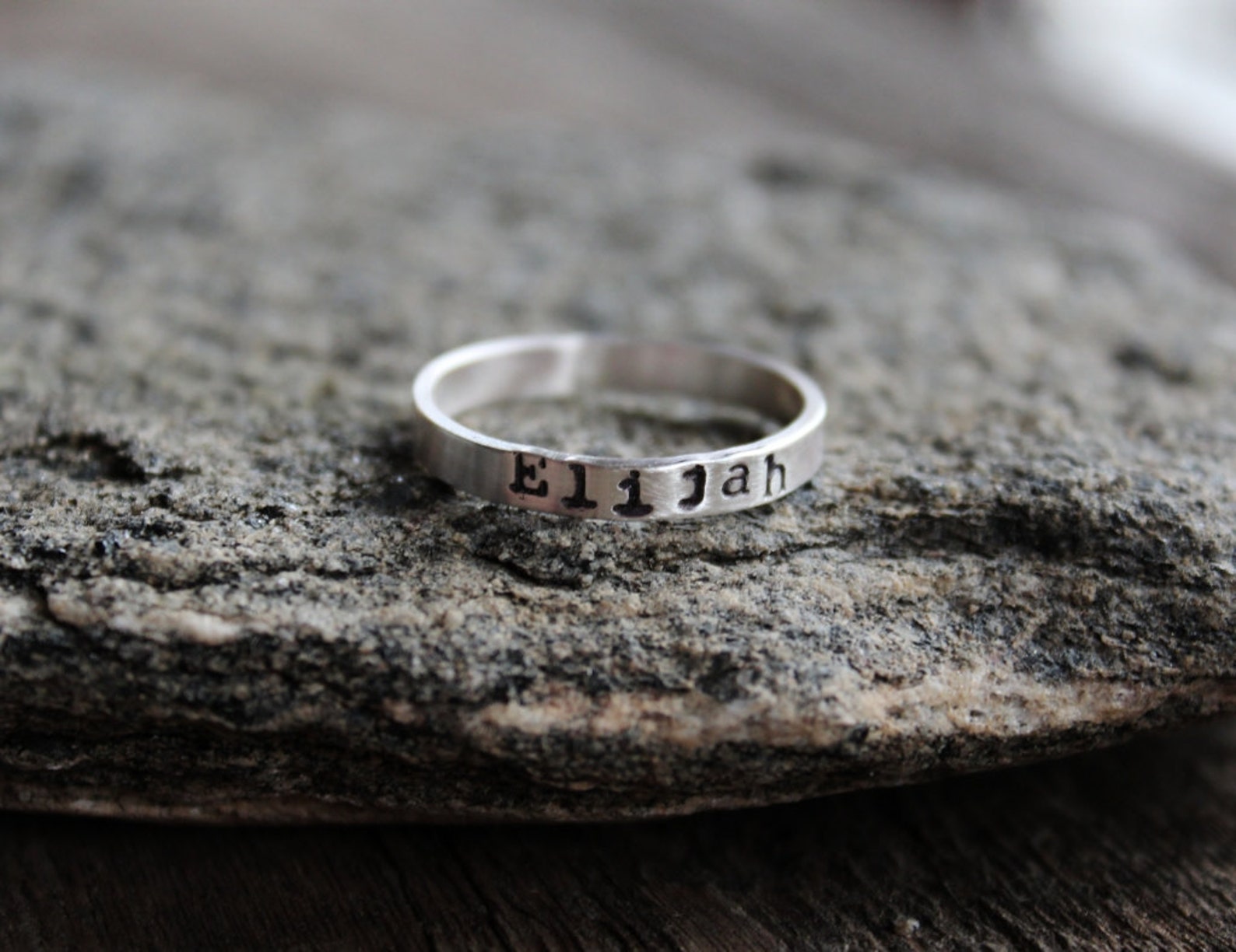 Personalized Smooth Silver Ring Stacking Ring Sterling | Etsy