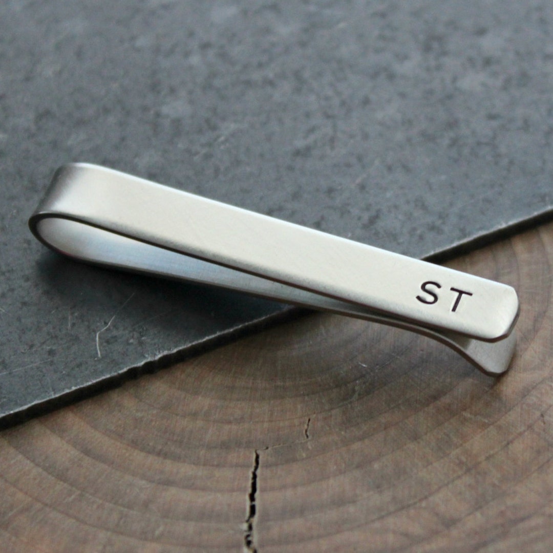 Personalized Tie Bar, Sterling Silver Bar, Personalized Tie Clip, Groom ...