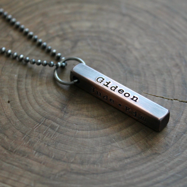 Men's Personalized Solid Copper Bar Necklace Rustic - Etsy