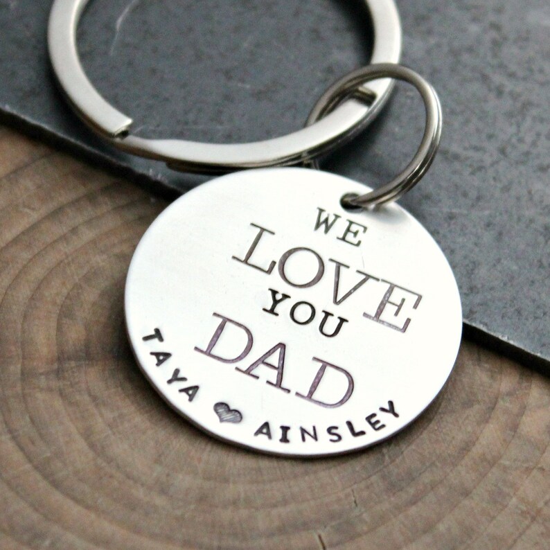 Custom Silver Keychain Personalized Dad Keychain Mom - Etsy