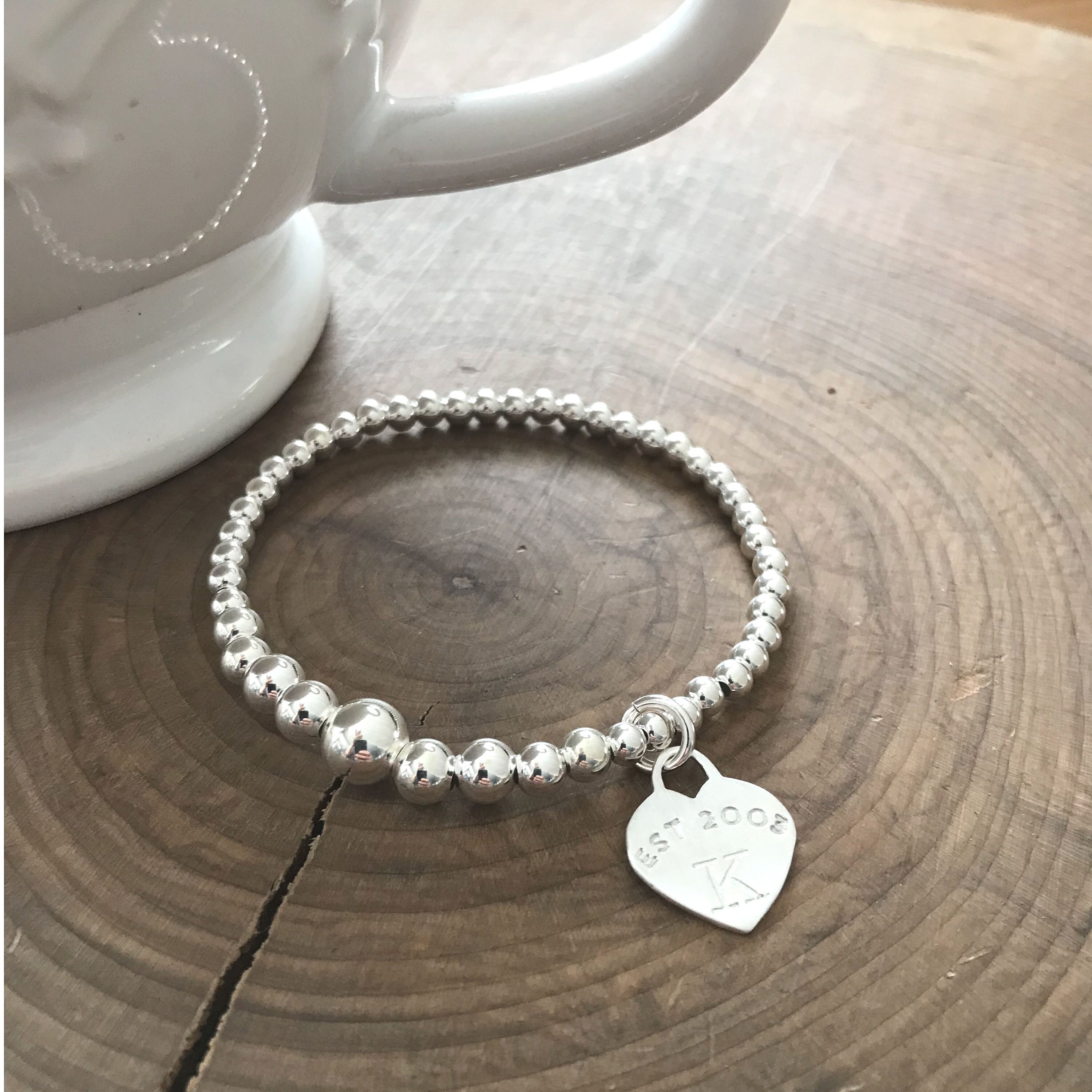 Personalized Heart Charm Bracelet Personalized Sterling - Etsy Canada