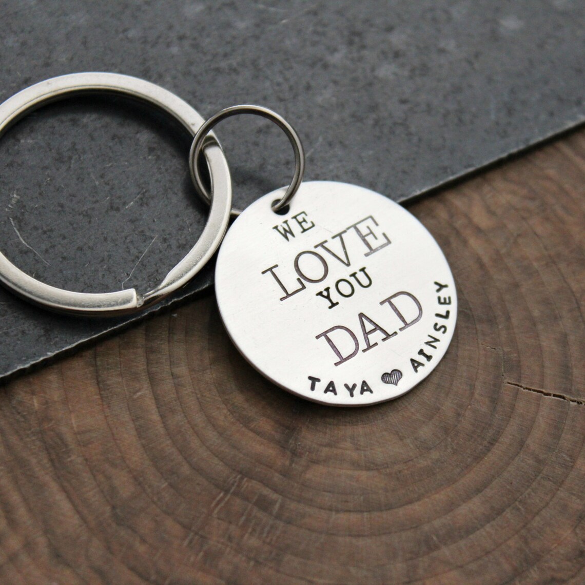 Custom Silver Keychain Personalized Dad Keychain Mom - Etsy