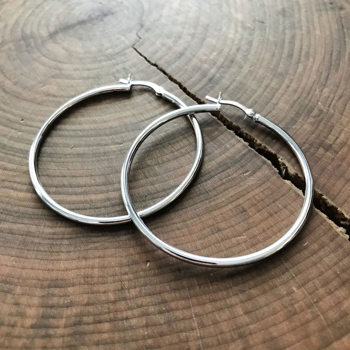 Sterling Silver Large Hoop Earrings Big Silver Hoop Earrings - Etsy