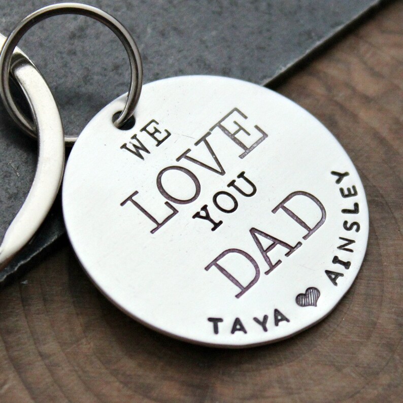 Custom Silver Keychain Personalized Dad Keychain Mom - Etsy