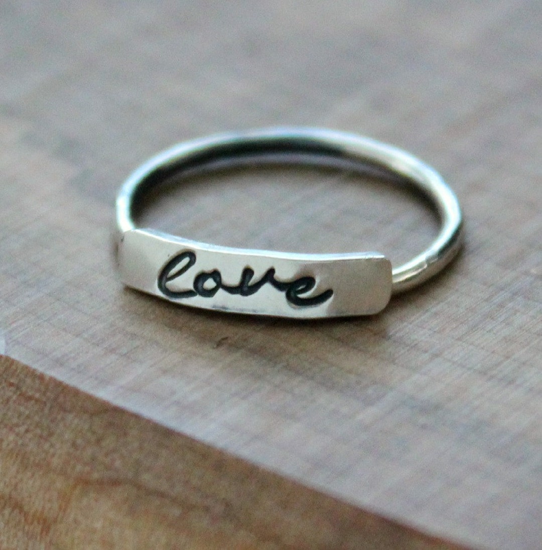 Personalized Silver Word Ring, Stacking Ring, Name Ring, Mommy Ring ...